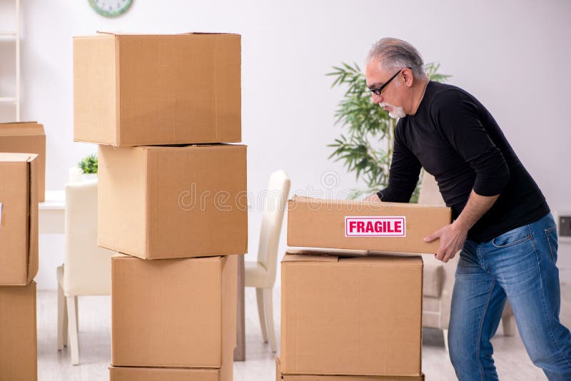 Old Male Professional Mover Doing Home Relocation Stock Image - Image ...