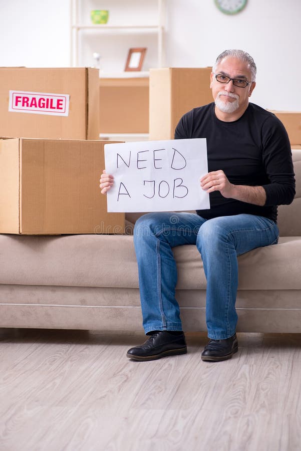 Old Male Professional Mover Doing Home Relocation Stock Image - Image ...