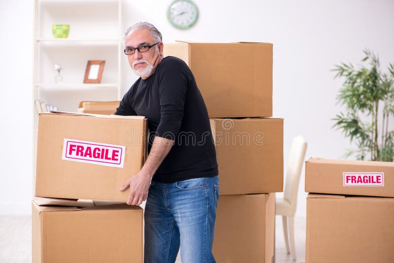 Old Male Professional Mover Doing Home Relocation Stock Image - Image ...
