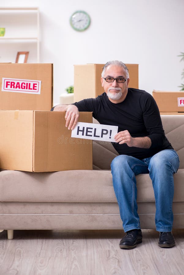 Old Male Professional Mover Doing Home Relocation Stock Image - Image ...