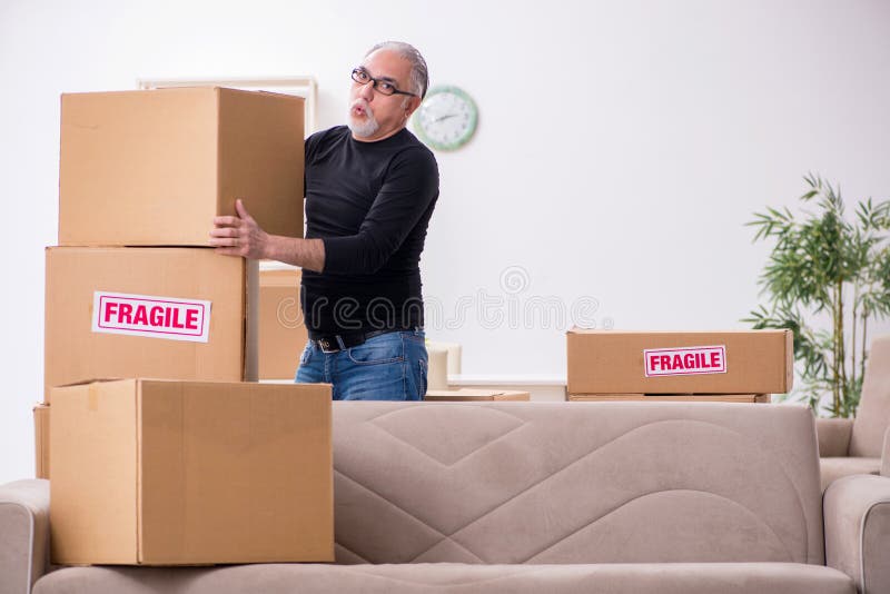 Old Male Professional Mover Doing Home Relocation Stock Image - Image ...
