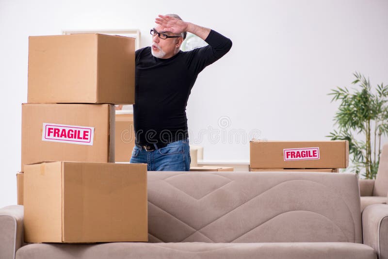Old Male Professional Mover Doing Home Relocation Stock Image - Image ...