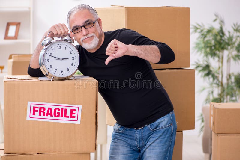 Old Male Professional Mover Doing Home Relocation Stock Photo - Image ...