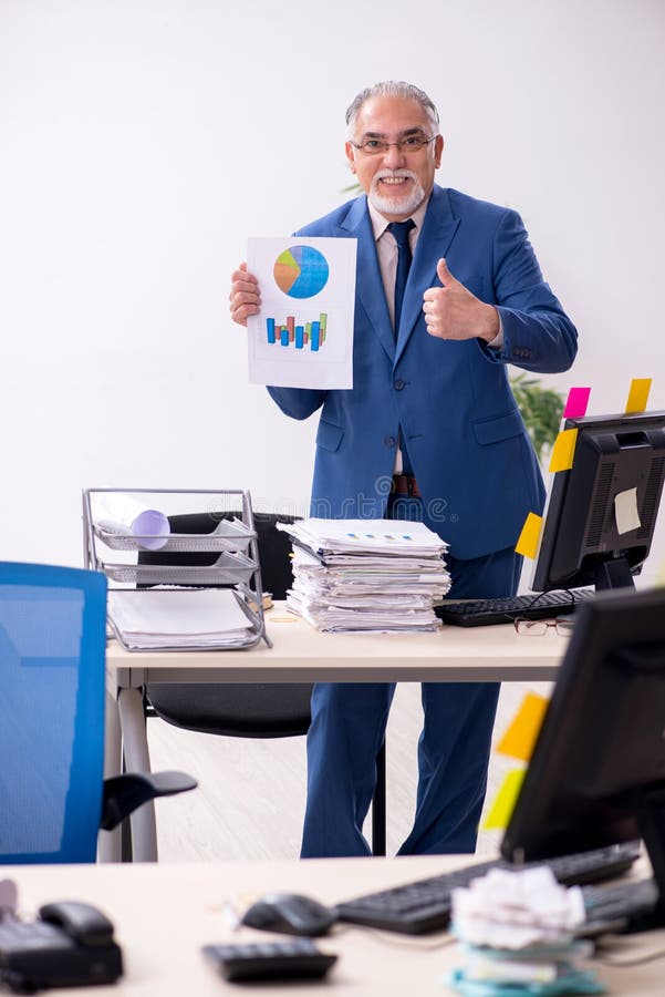 Old Male Sales Analyst Working in the Office Stock Image - Image of ...