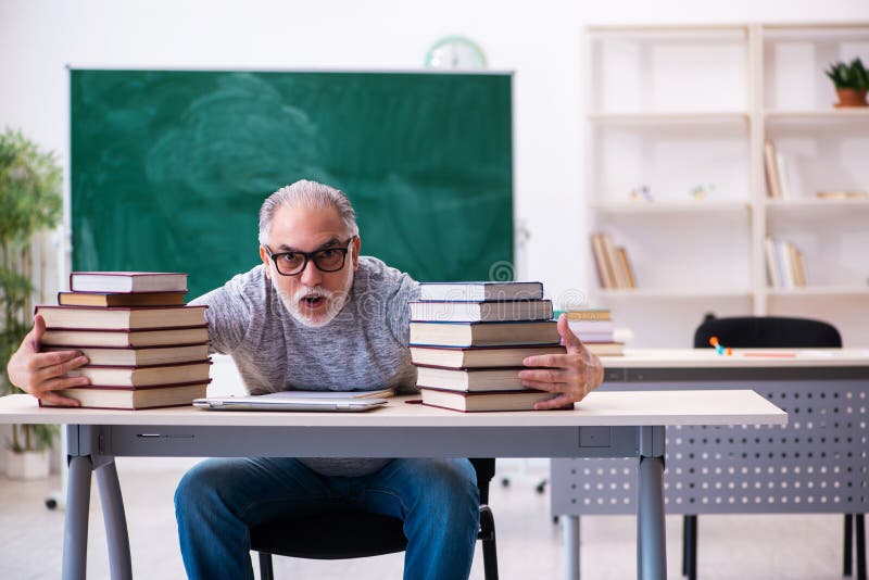 Old Male Student Preparing for Exams in the Classroom Stock Photo ...