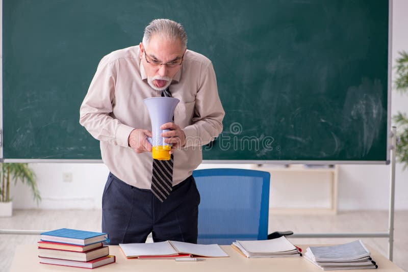Old Male Teacher in the Classroom Stock Image - Image of classroom ...