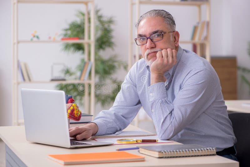 Old Male Teacher In The Classroom Stock Image - Image of boring ...