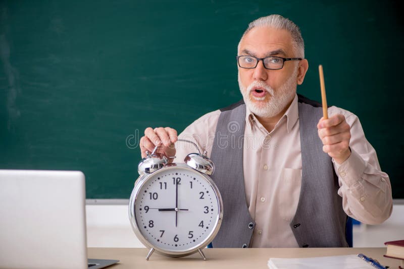 Old Male Teacher in Time Management Concept Stock Image - Image of ...