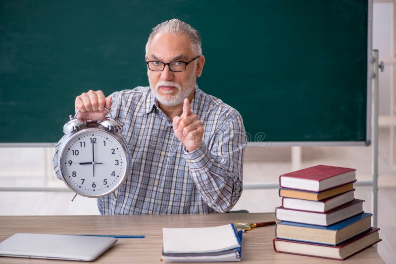 Old Male Teacher in Time Management Concept Stock Photo - Image of ...