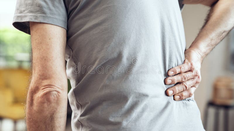 Old man with back pain stock image. Image of painful - 376548377