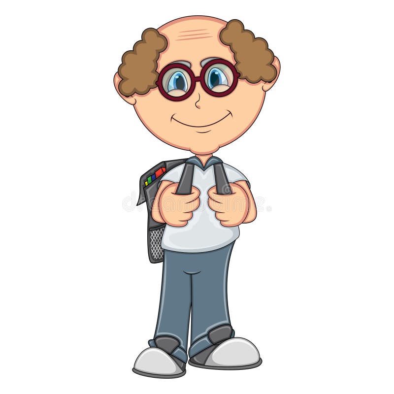 Old Man with Backpack Cartoon Stock Vector - Illustration of adorable ...