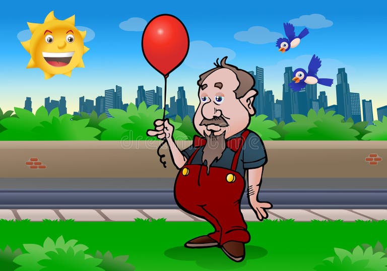 Old Man Hold Red Balloon Stock Illustrations – 6 Old Man Hold Red ...