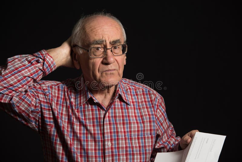 Old man with bank document stock image. Image of retired - 66910715