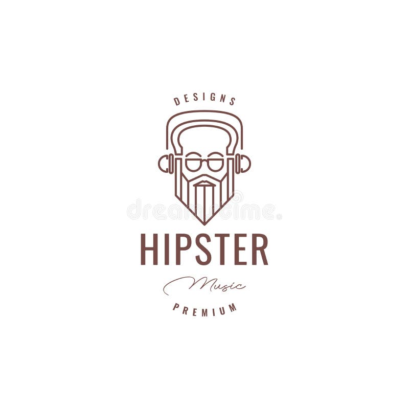 Old Man Bearded Relax Hearing Music Logo Design Stock Vector ...