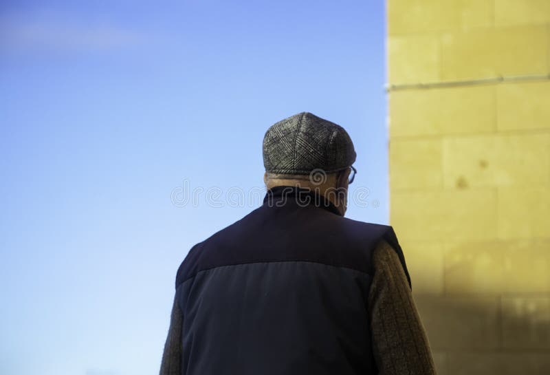 Old man from behind stock image. Image of people, life - 206267439