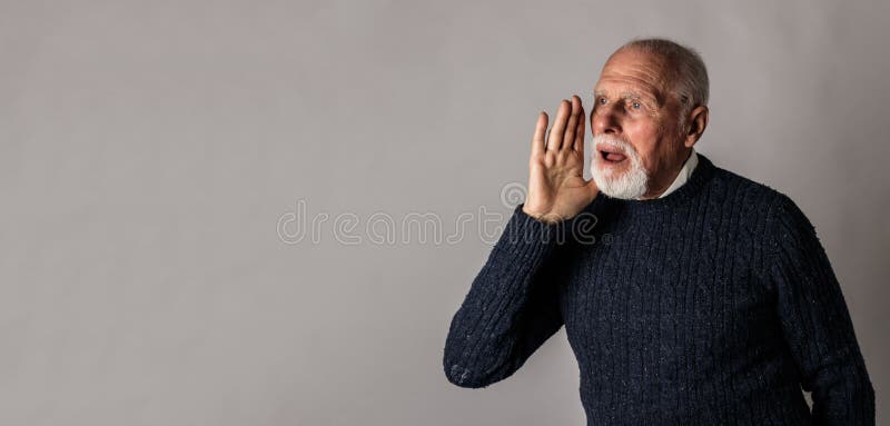 Old Man in Blue is Screaming Stock Photo - Image of grandfather, rumour ...