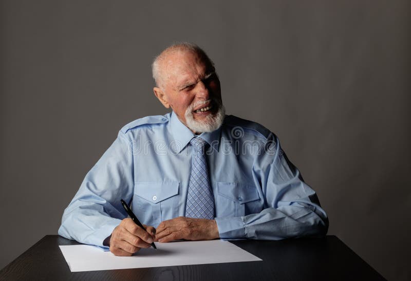 Old man is writing stock image. Image of face, angry - 164894481