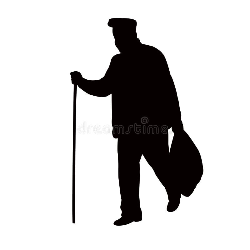 An Old Man Body, Silhouette Vector Art Work Stock Vector - Illustration ...