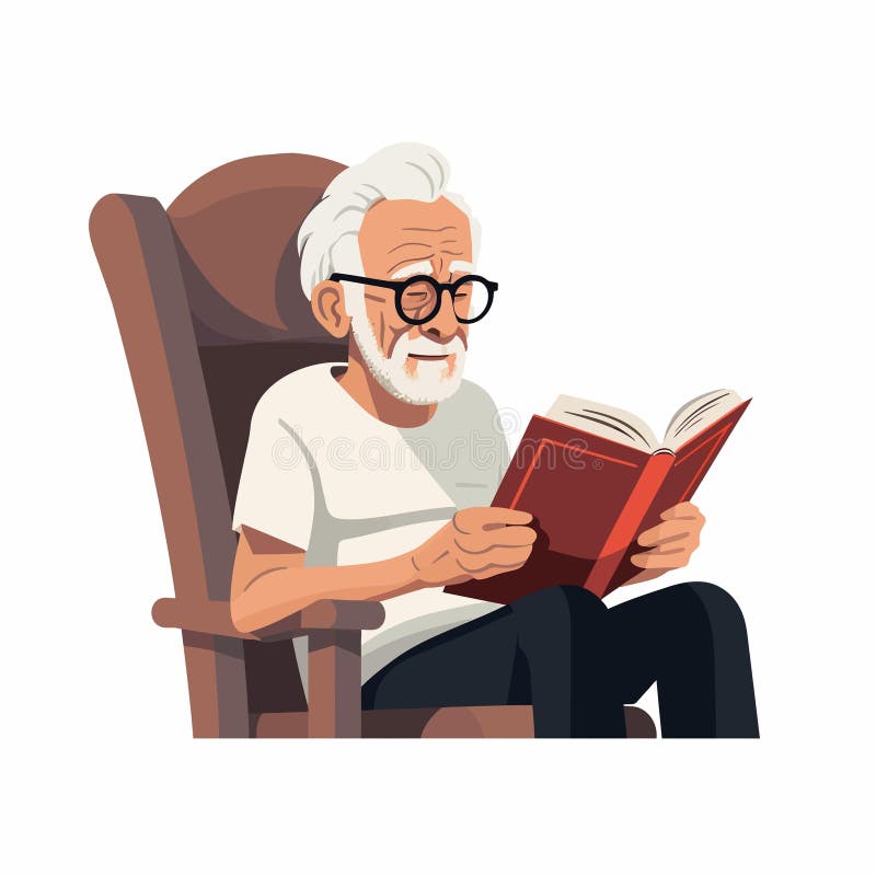 Old Man with Book Vector Flat Minimalistic Isolated Illustration Stock ...