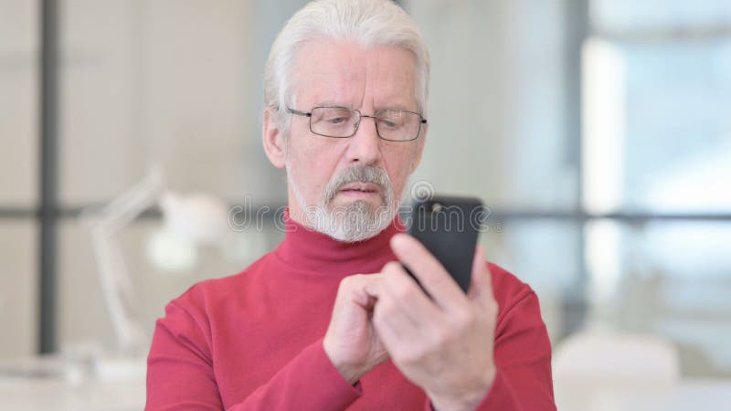Old Man Browsing Internet on Smartphone Stock Photo - Image of business ...