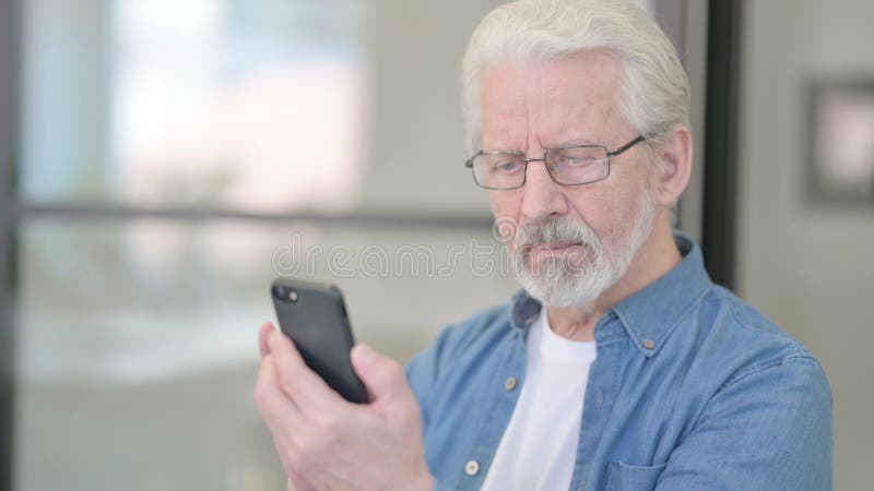 Old Man Browsing Internet on Smartphone Stock Image - Image of cell ...