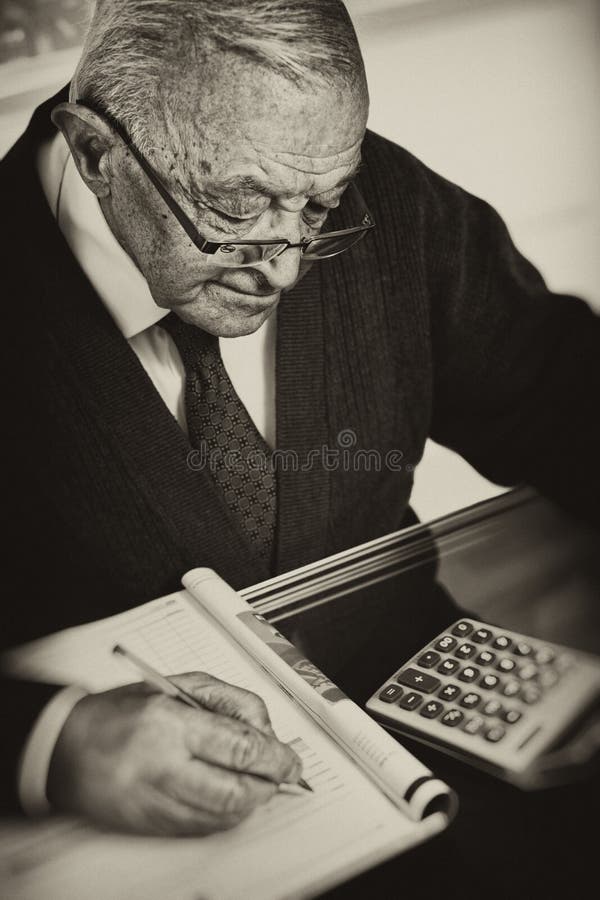 Old Man Calculate His Expenses Stock Image - Image of home, caucasian ...