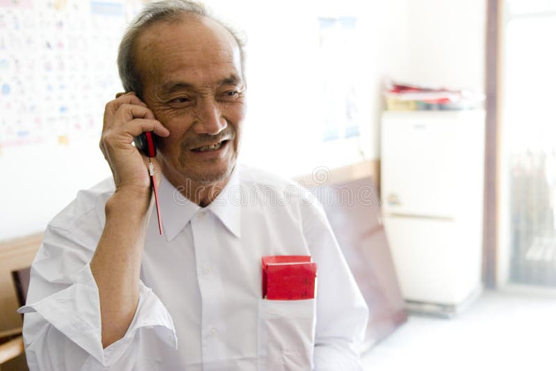 Old man calling phone stock photo. Image of hair, traditional - 15104724