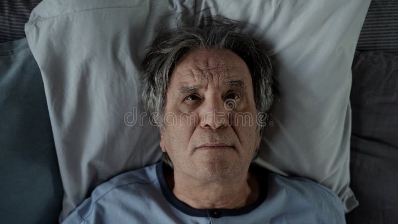 Old Man Can`t Sleep Till Late Stock Photo - Image of exhaustion ...