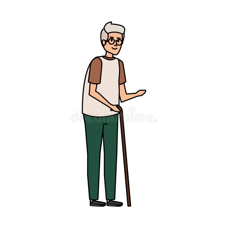 Old Man with Cane Character Stock Vector - Illustration of cartoon ...