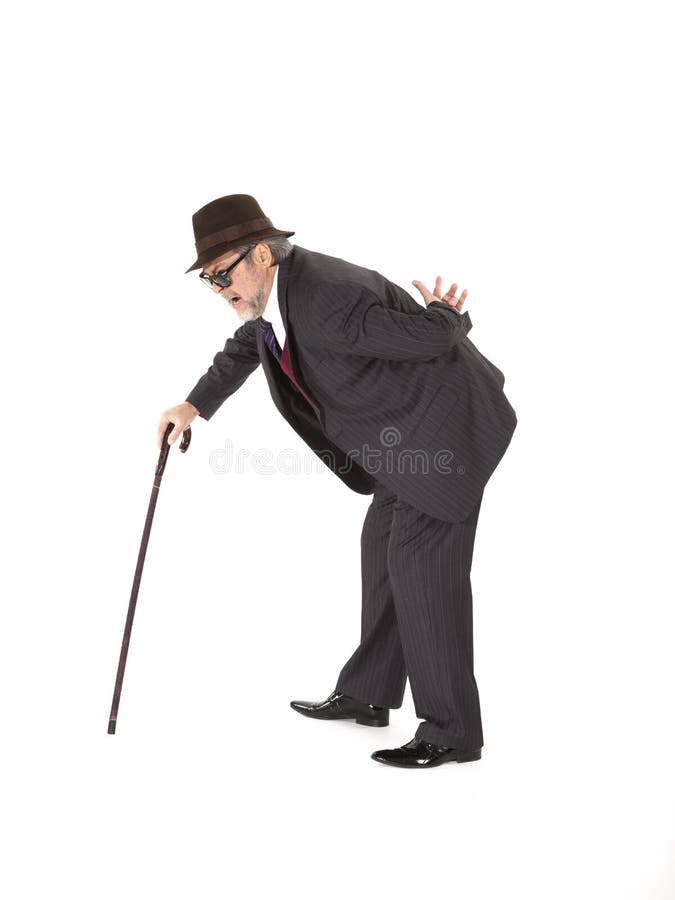 Old man with a cane stock photo. Image of back, rheumatism - 31486740