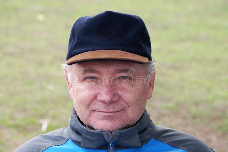 Old Man in Cap Smiling Portrait Close-up Stock Photo - Image of ...