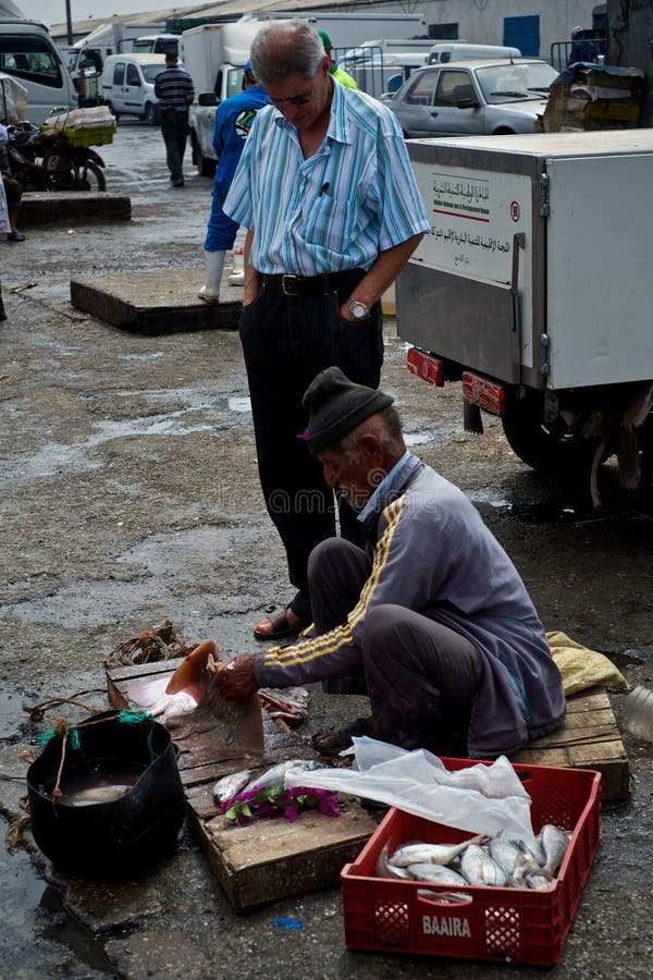 Old Man Cleaning Fish and Ray for Customers Editorial Image - Image of ...