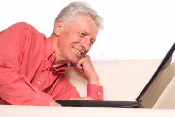Old man with computer stock photo. Image of looking, lifestyle - 20522936