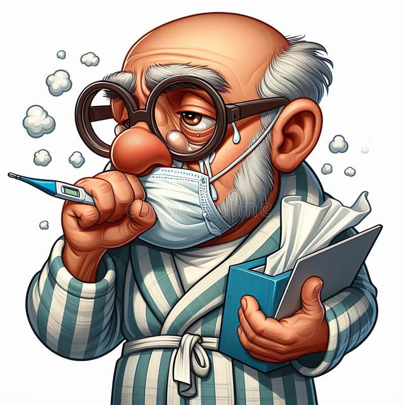 Old man coughing stock illustration. Illustration of coughing - 311176797