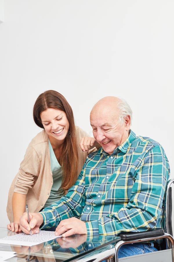 Old Man with Dementia Risk Solves Puzzles Stock Photo - Image of ...