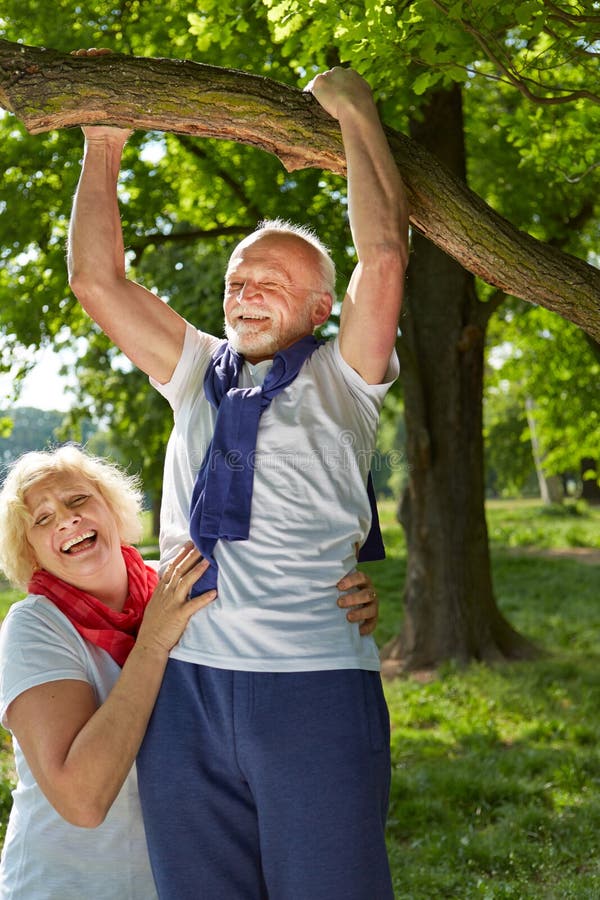 Old Man Doing Pull-ups on a Tree Stock Photo - Image of green, climbing ...