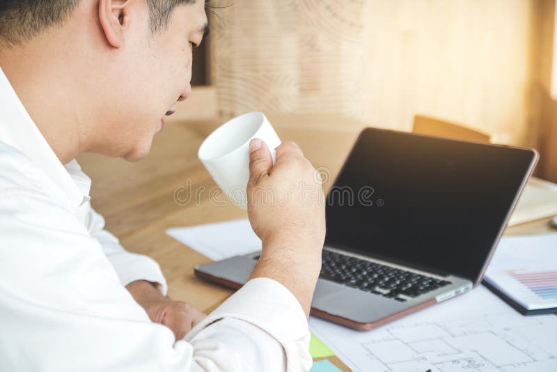 The Old Man Drank Coffee in the Morning and Worked with a Notebook ...