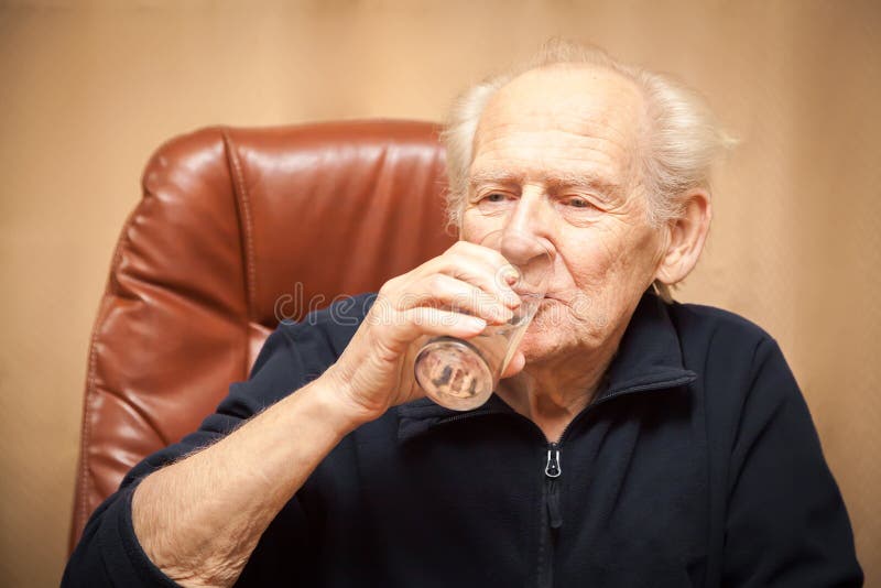 Old man drinking water stock photo. Image of mature, senior - 51481482