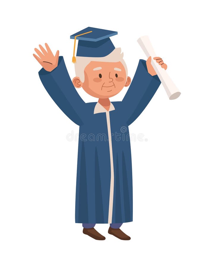 Old Man Eldery with Graduation Uniform Character Stock Vector ...