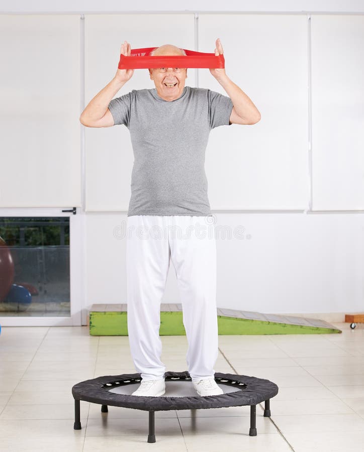 Old Man with Exercise Band in Physiotherapy Stock Image - Image of home ...