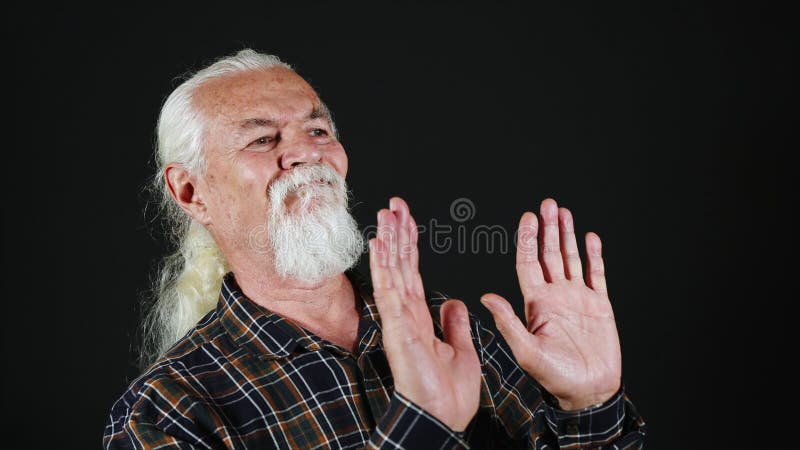 The Old Man Expresses Something he Does Not Want Stock Image - Image of ...