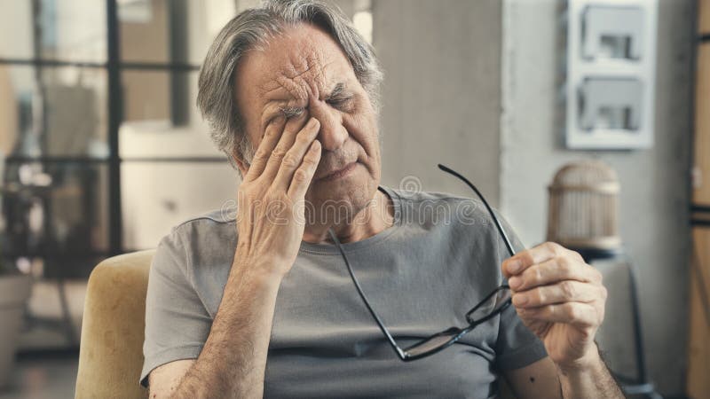 Old man with eye fatigue stock image. Image of fatigue - 376548081
