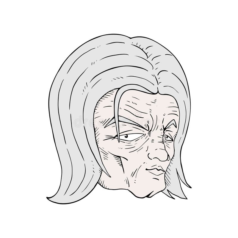 Old man face draw stock vector. Illustration of contemplation - 337831010