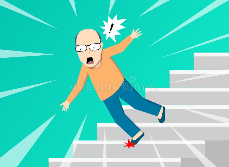 Old Man Falling from Staircase, Vector Art Stock Vector - Illustration ...