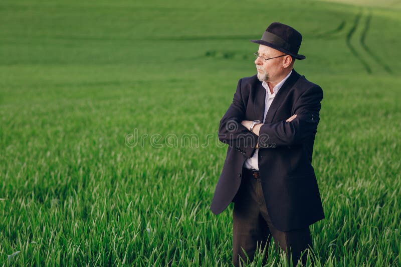 Old man in field stock image. Image of businessman, male - 90417939