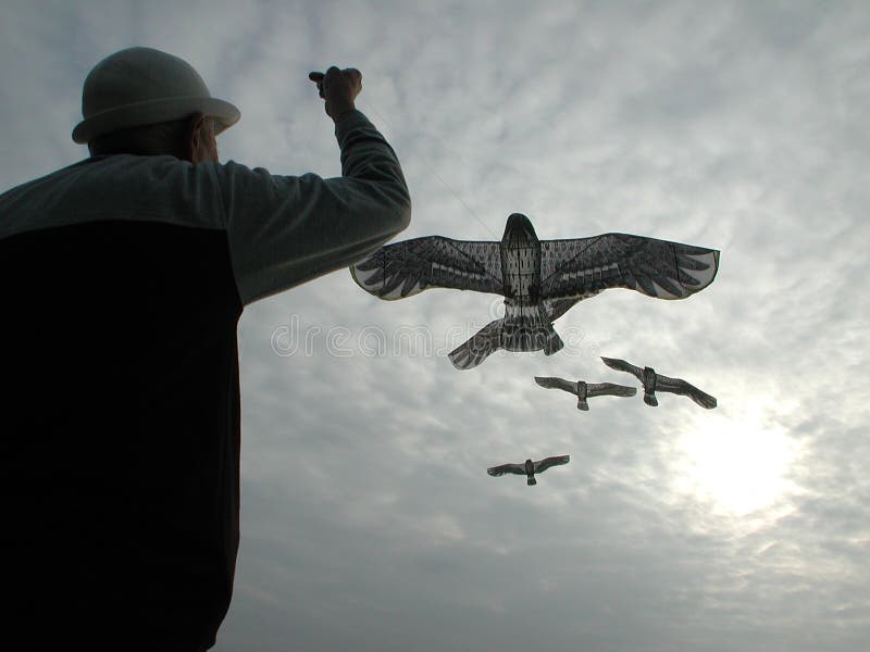 Old man fly a kite stock image. Image of senior, cloud - 543645