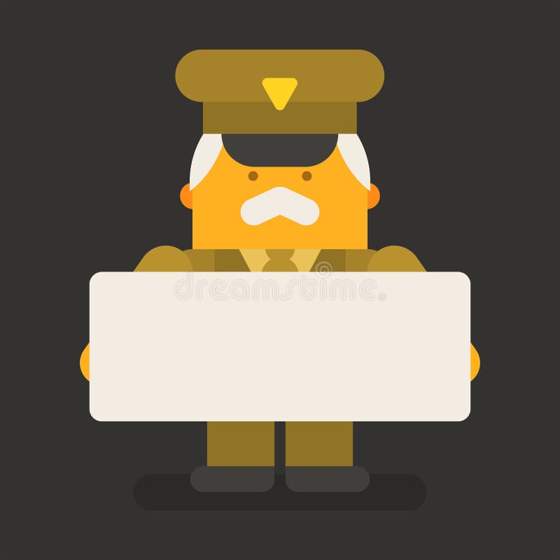 Old Man General Military Holding Blank Sign. Vector Character Stock ...