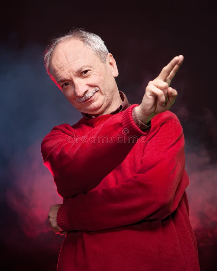 Old Angry Man Threatening with a Cane in Studio Stock Image - Image of ...
