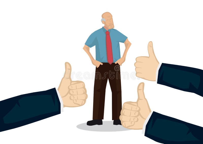 Old Man Getting Praises for Doing a Good Job. Concept of Hardwork ...