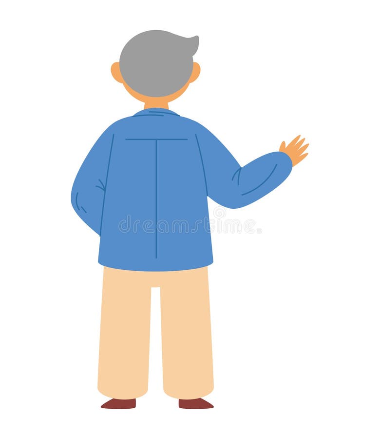 Old Man Goes Away Back View Stock Illustration - Illustration of vector ...
